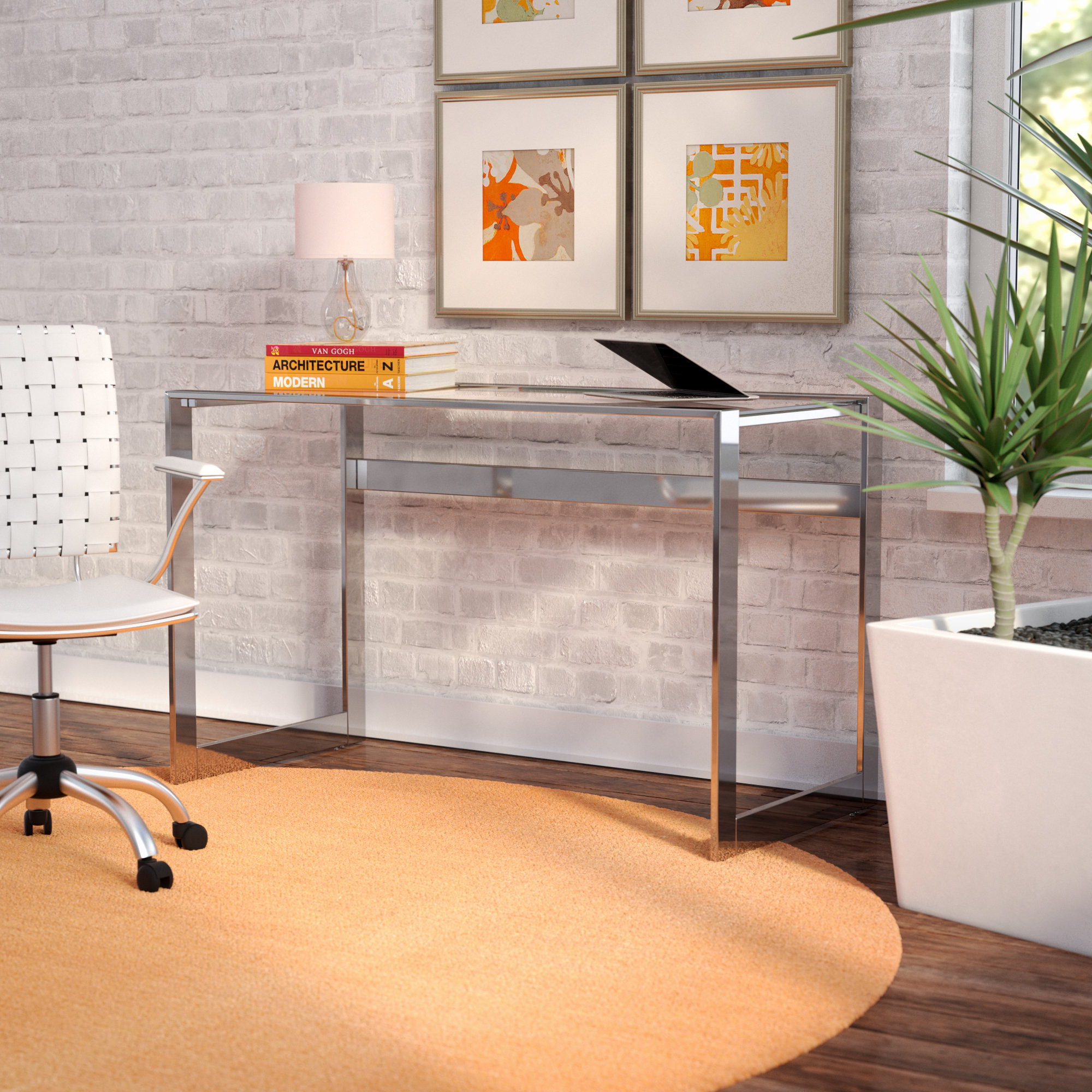 Wade Logan Blin Glass Writing Desk Reviews Wayfair